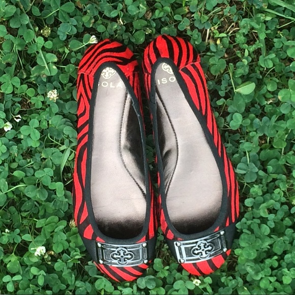 Isola | Shoes | Red And Black Zebra Print Flats | Poshmark